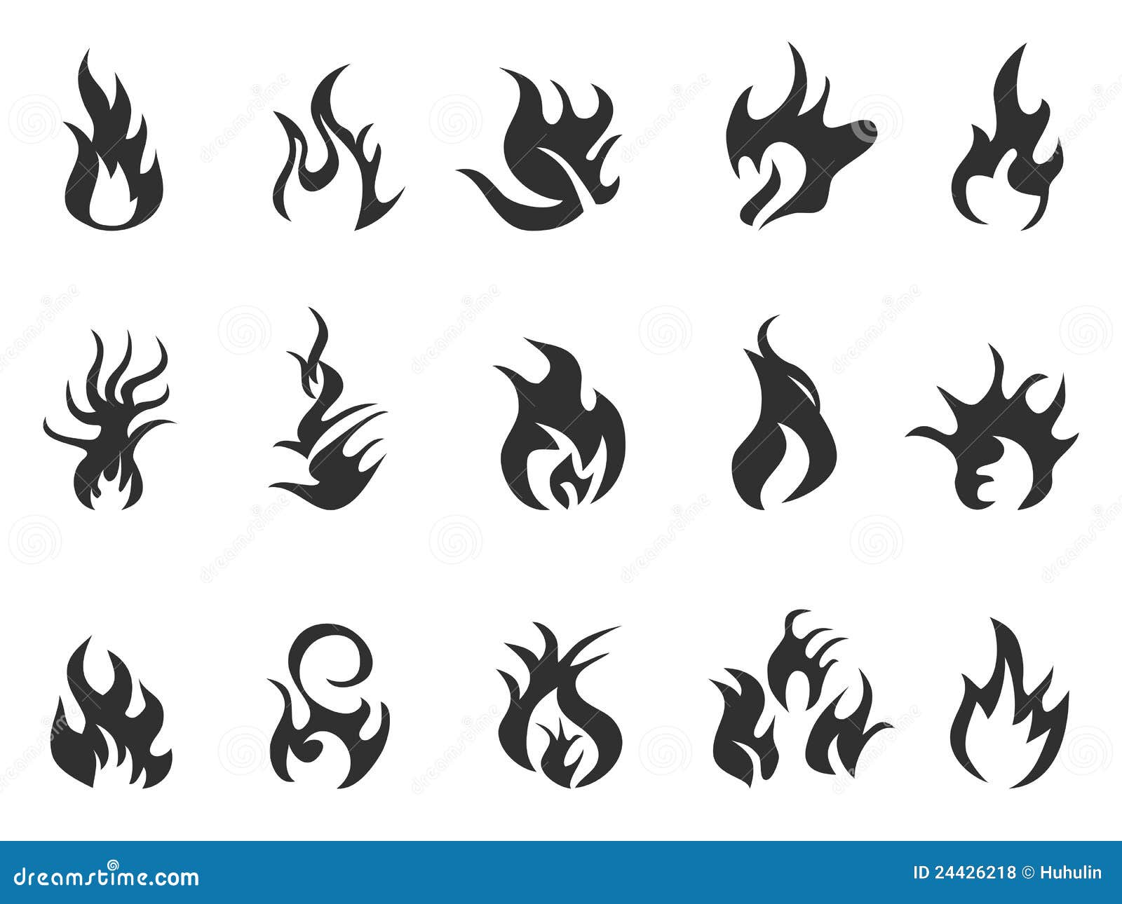Black flame icon stock vector. Illustration of burning - 24426218