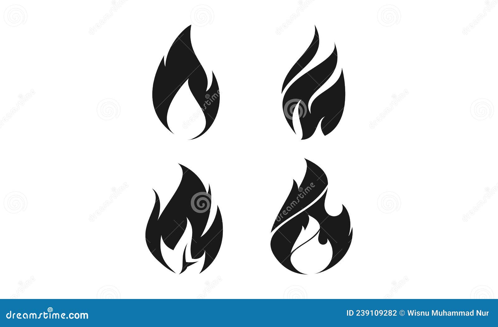 Black Flame Set Illustration Vector Design Stock Vector - Illustration ...