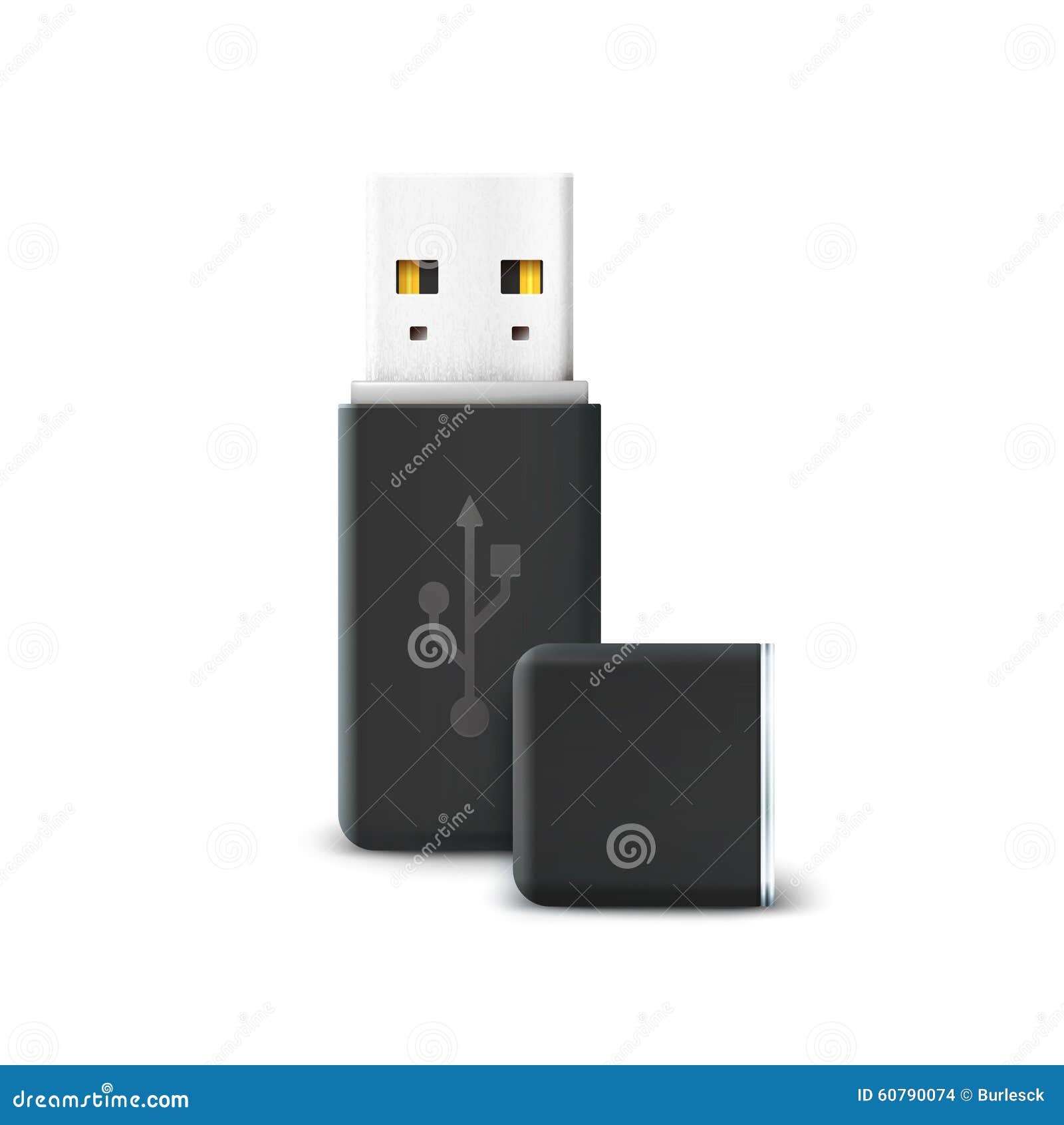 Black Flash Drive Isolated on White Stock Vector - Illustration of ...