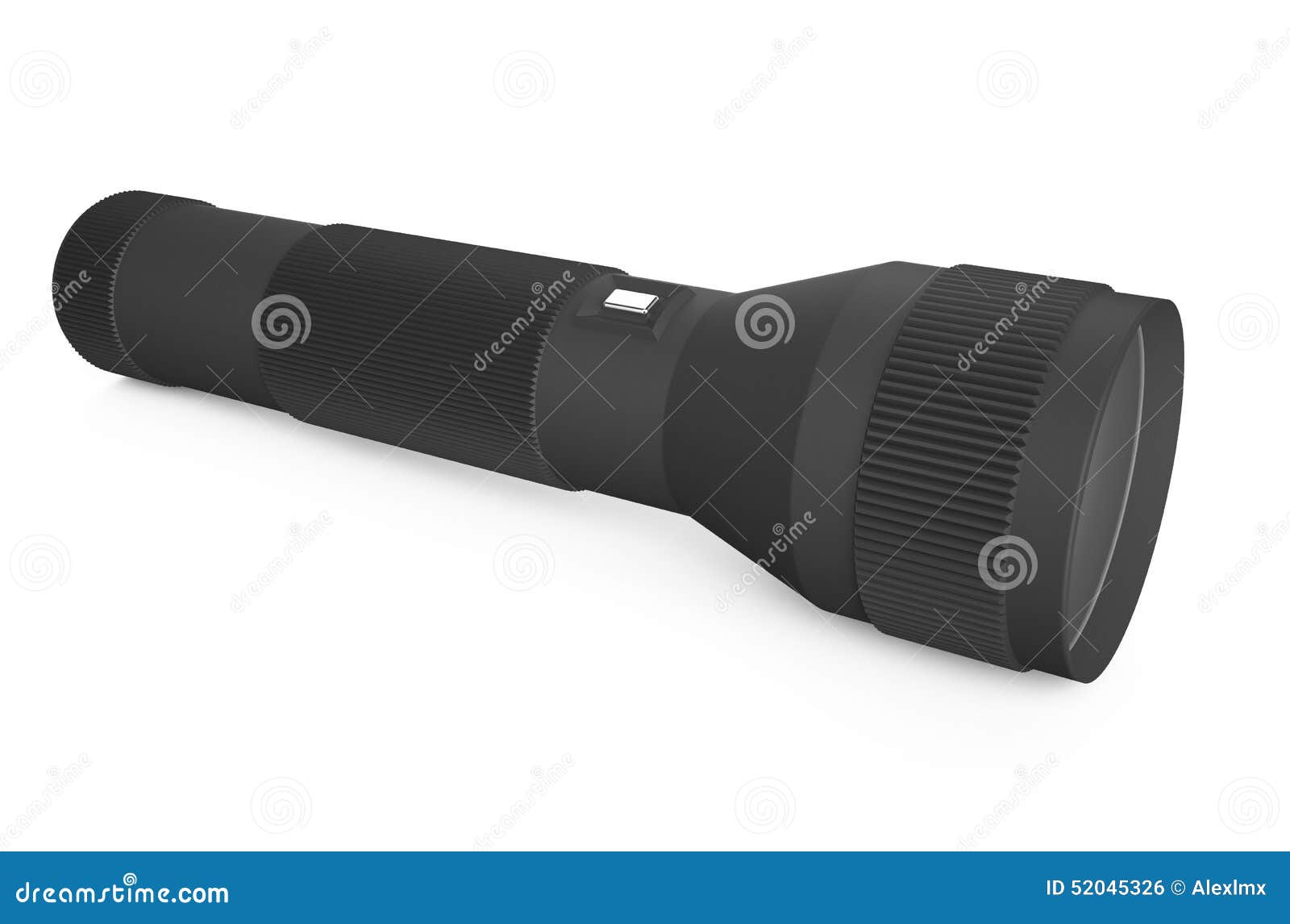 Black Flashlight With Light On Isolated Template. Realistic Pocket ...