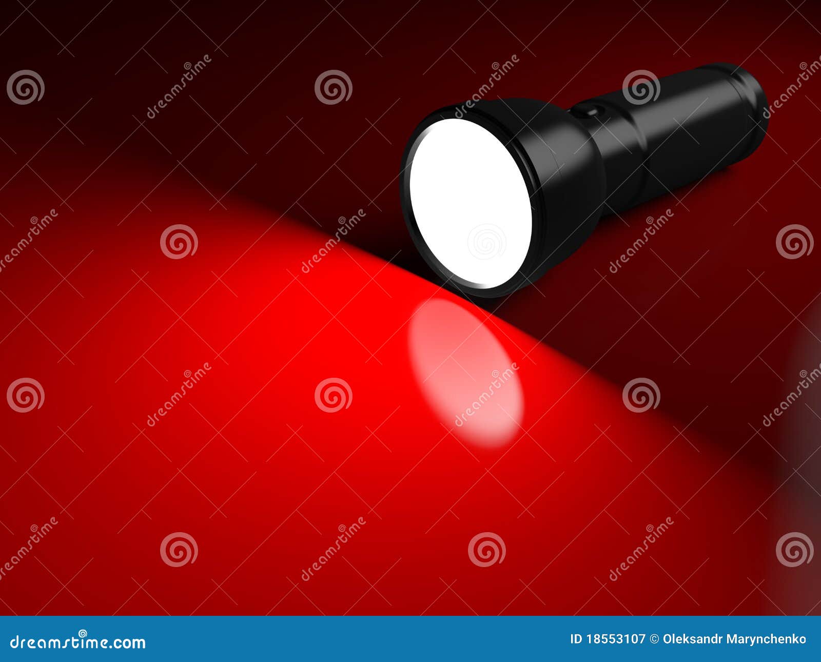Black Flashlight Lighting the Red Surface Stock Illustration ...