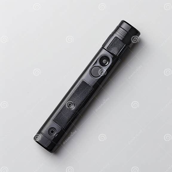 Black Flashlight with Textured Grip on White Background Indicating ...