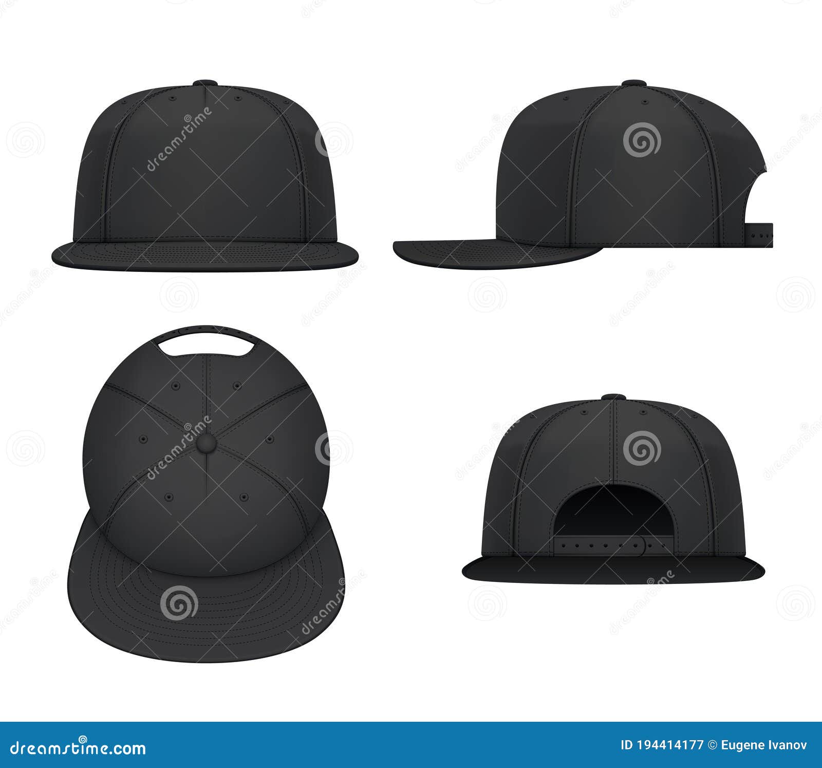 Black flat bill cap stock vector. Illustration of modern - 194414177