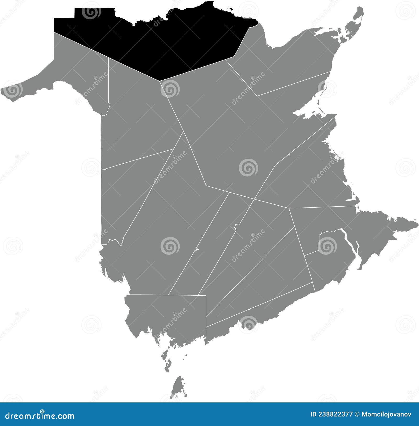 Locator Map of the RESTIGOUCHE COUNTY Stock Vector - Illustration of ...