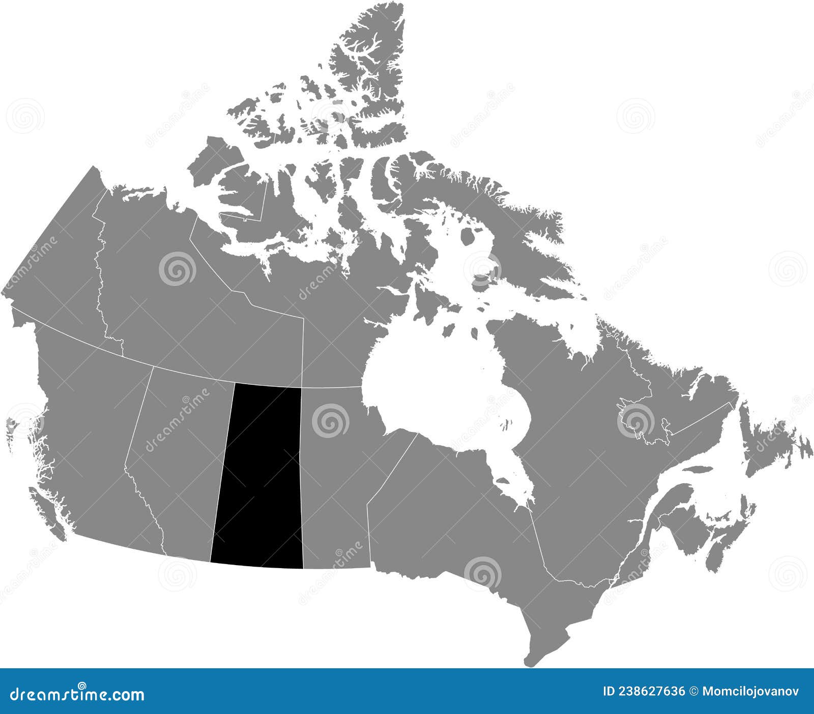 Manitoba Map Is Highlighted On The Canada Map With Detailed State And ...