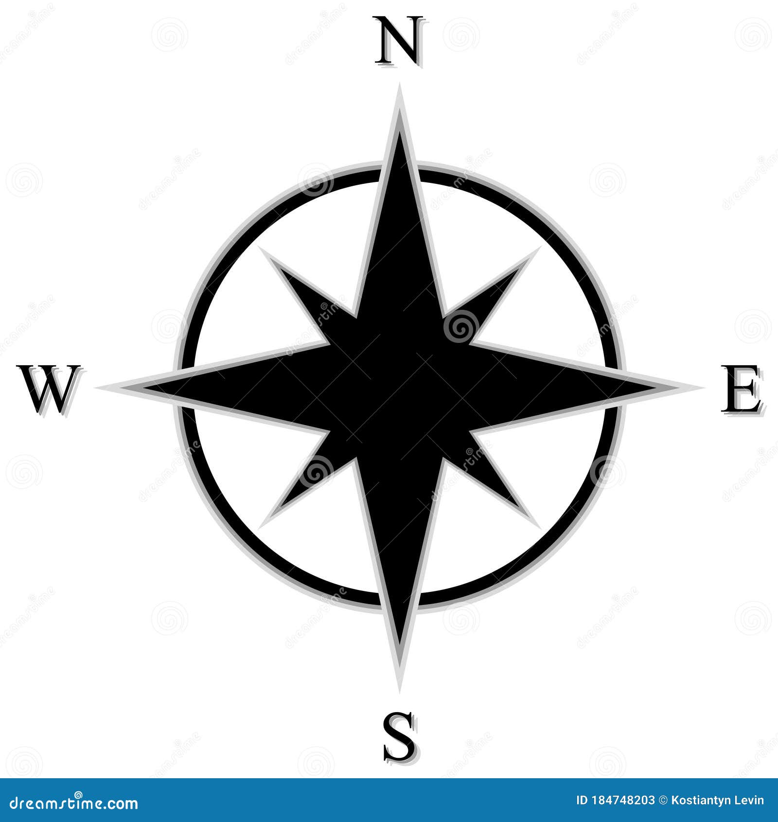 Simple Compass Rose Black And White
