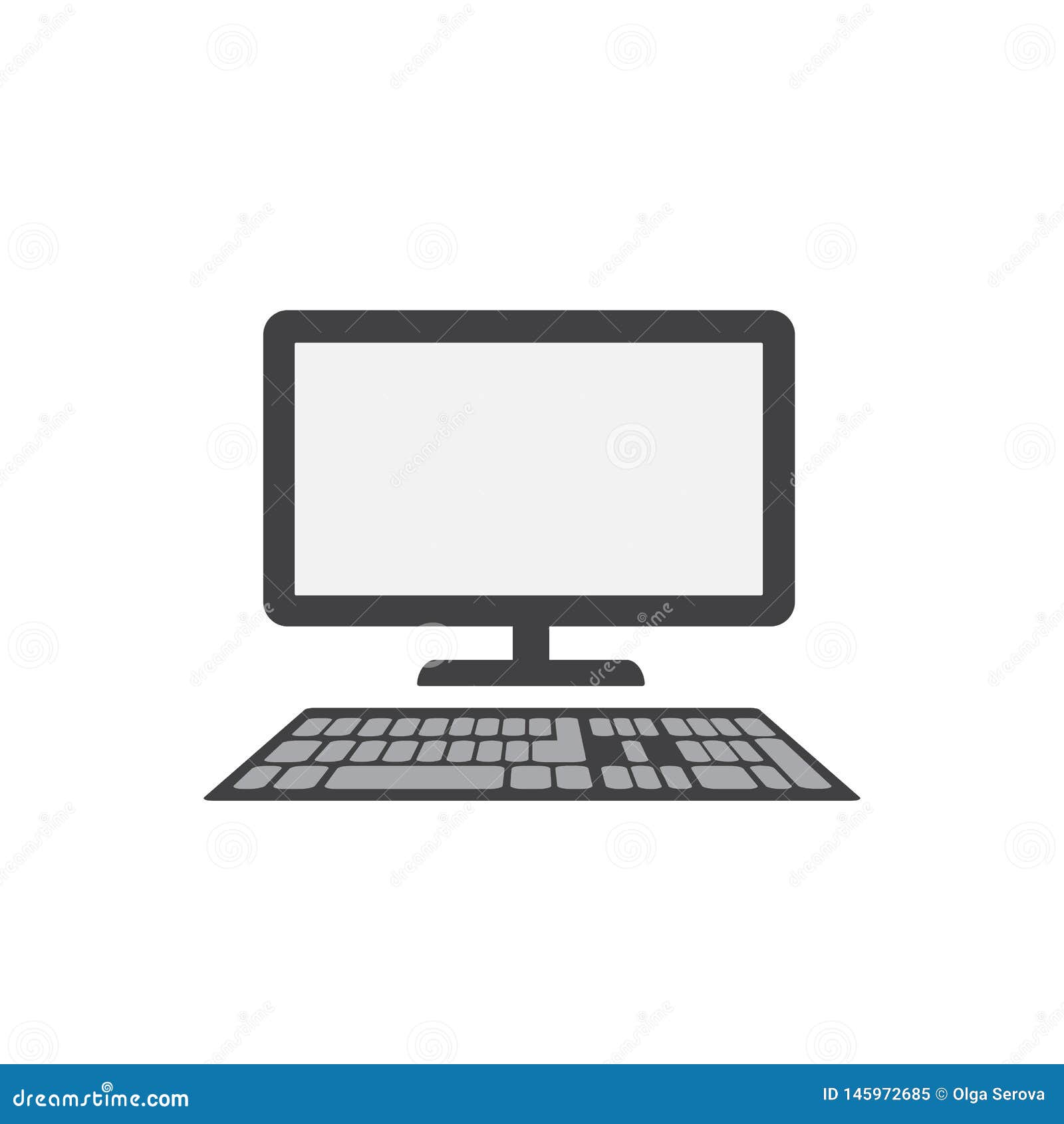 Black Flat Desktop Computer Illustration Stock Vector - Illustration of ...
