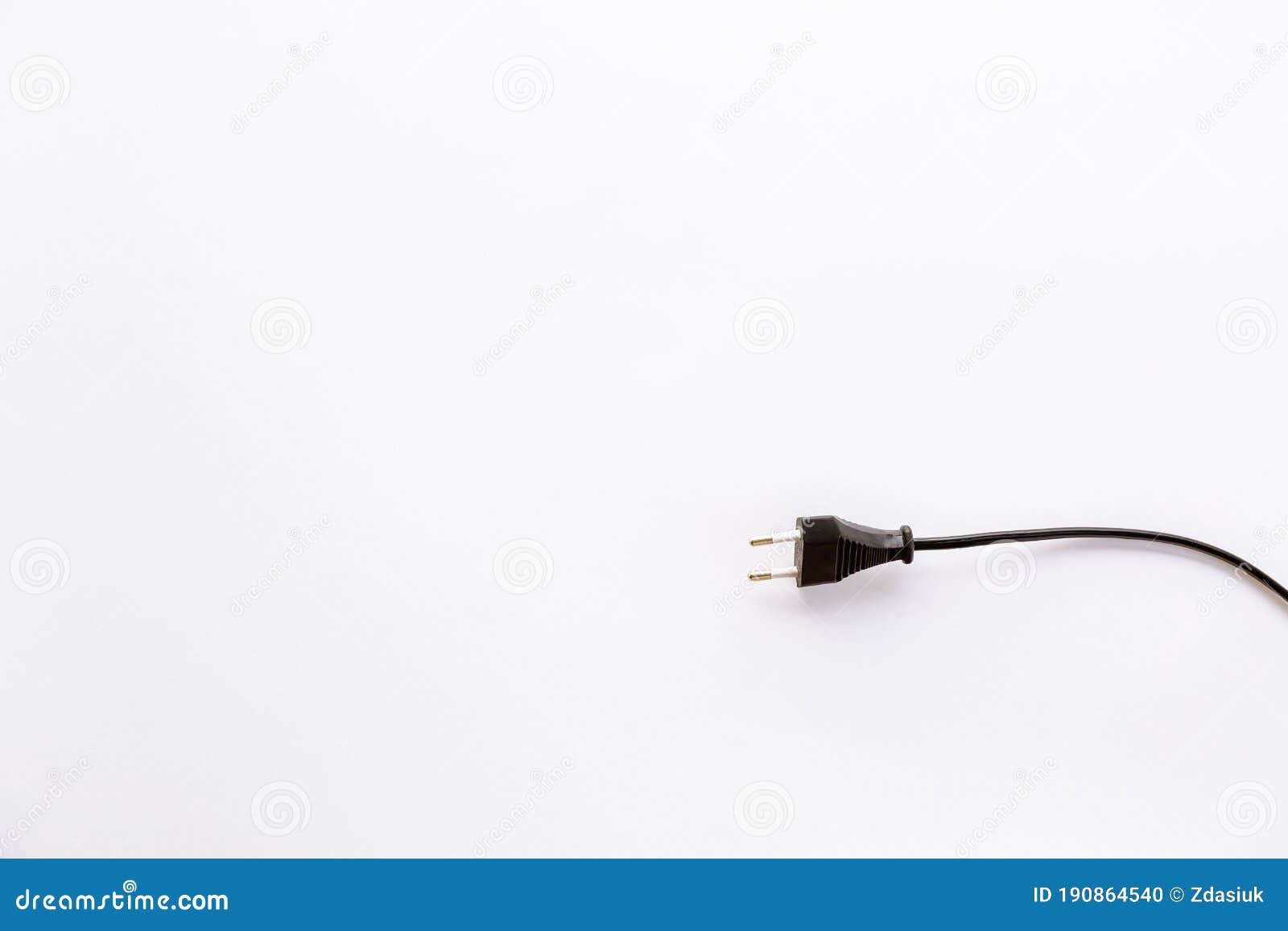 Black Flat Electrical Plug with Wire Isolated on White Background ...