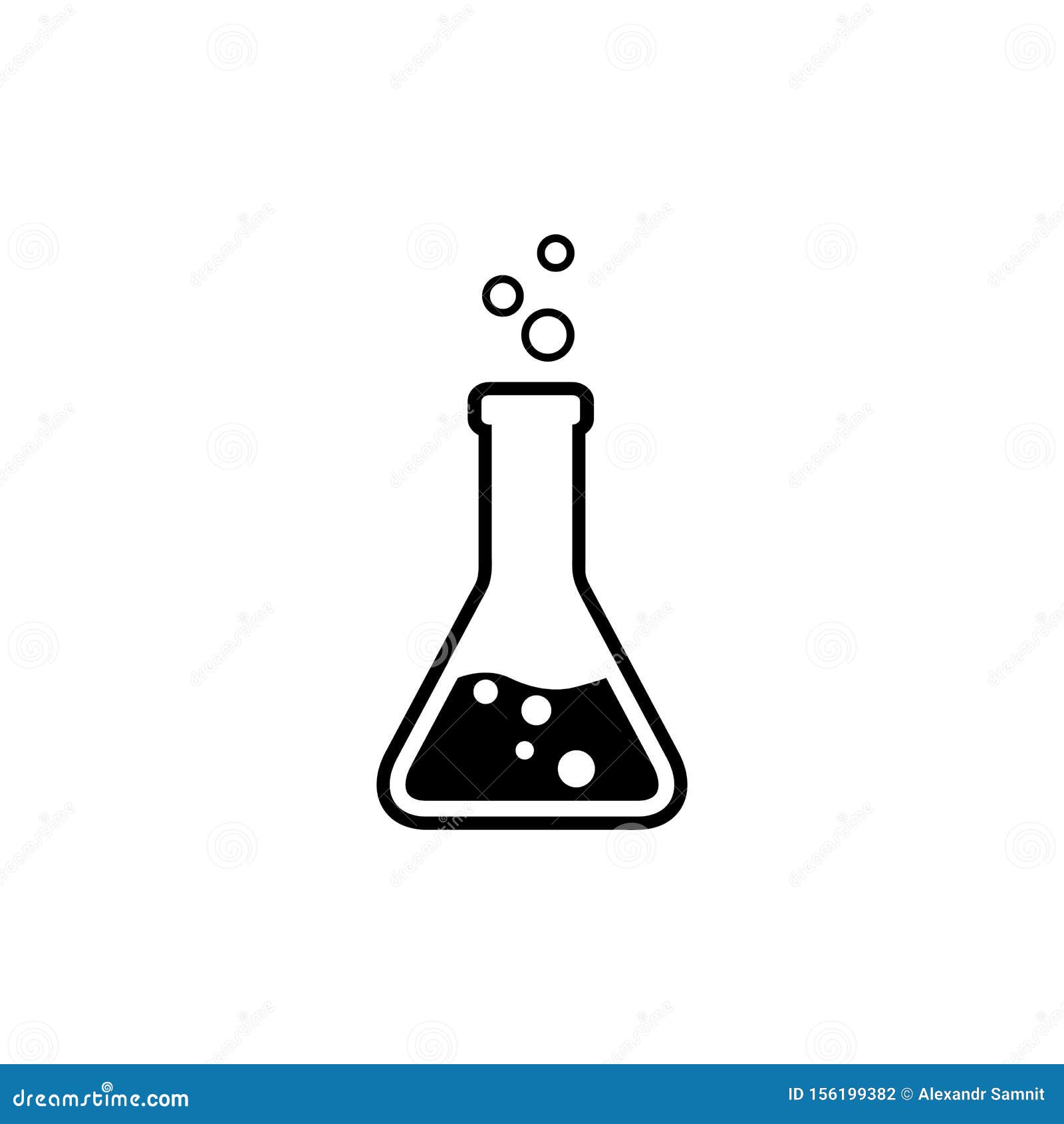 Black flat flask icon. stock vector. Illustration of chemical - 156199382