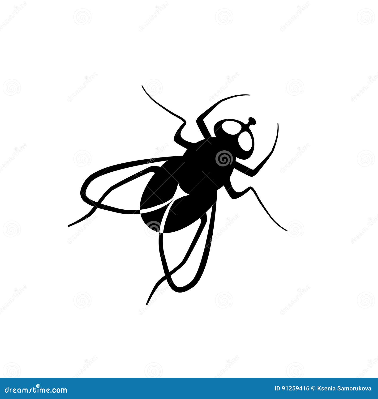 Black flat fly vector icon stock vector. Illustration of simple - 91259416