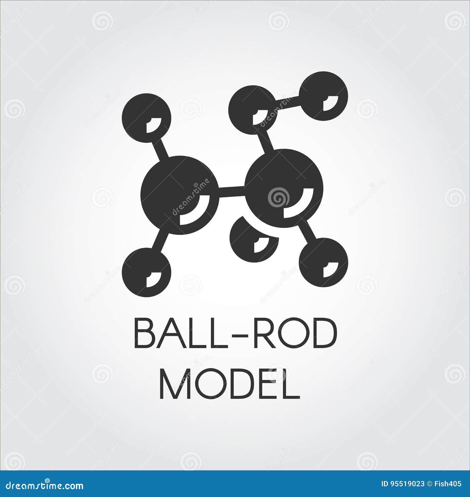 Black Flat Icon of Ball-rod Molecular Model. Vector for Scientific ...