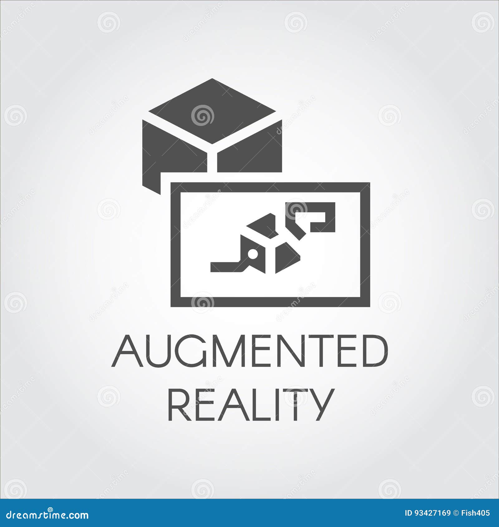 Black Flat Icon of Device Virtual Augmented Reality. Logo of Digital AR ...