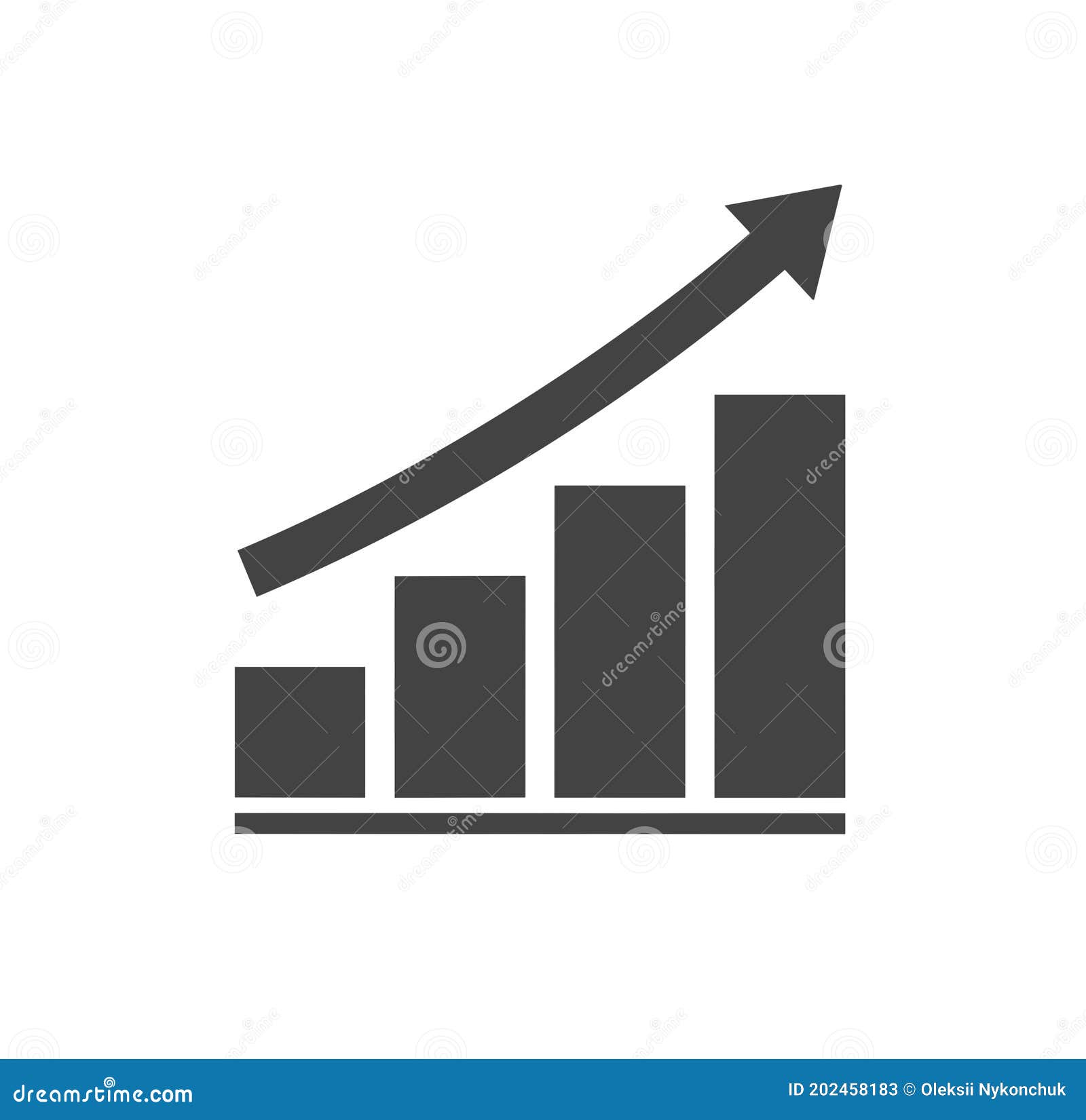 Black Flat Icon of Uptrend Diagram Isolated on White Background Stock ...