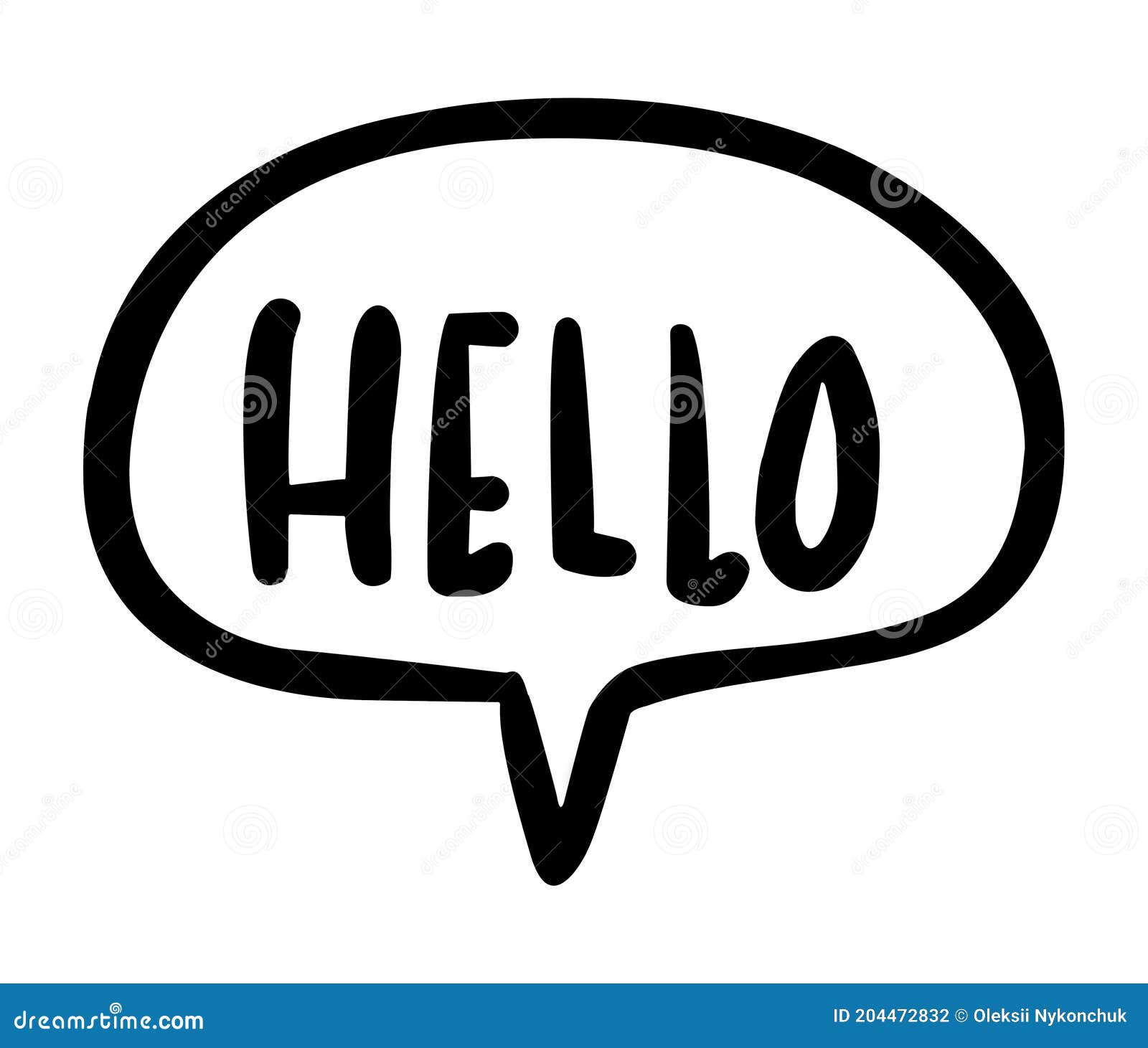 Black Flat Icon of Word Hello in Bubble Isolated on White Background ...