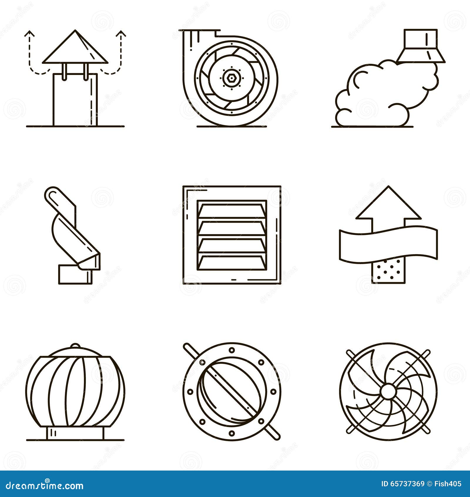 Ventilation Equipment Line Icons. Air Conditioning, Cooling Appliances ...