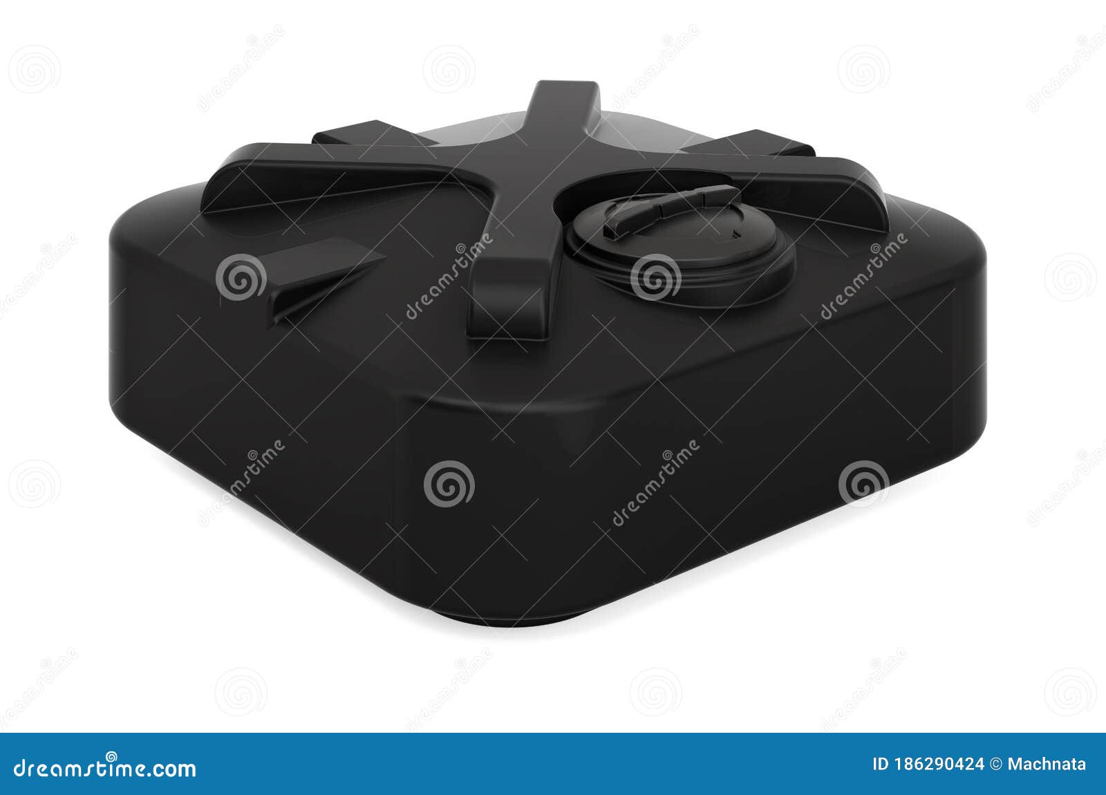 Black Flat Plastic Water Storage Tank, 3D Rendering Stock Illustration ...