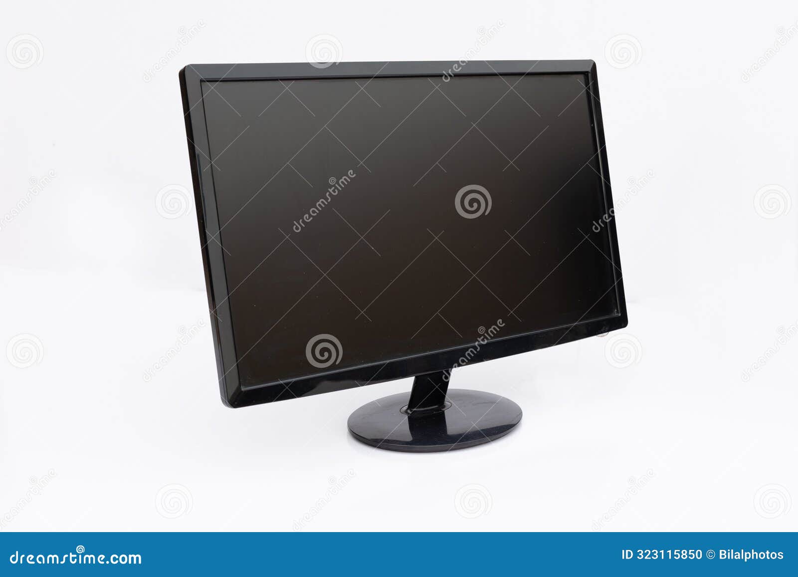 Black Flat Screen Monitor on White Background with Copy Space Stock ...