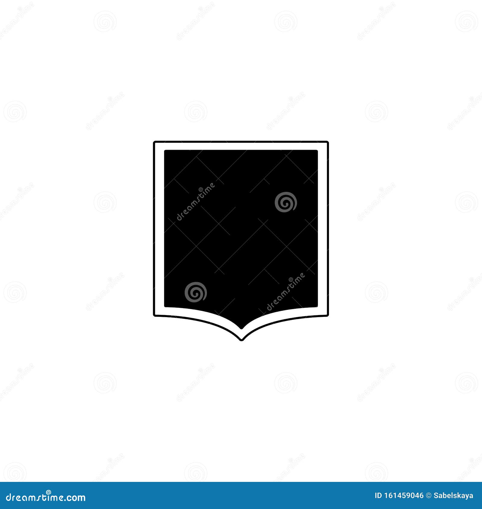 Black Flat Shield Icon with Squared Top and Curved Sharp Bottom ...