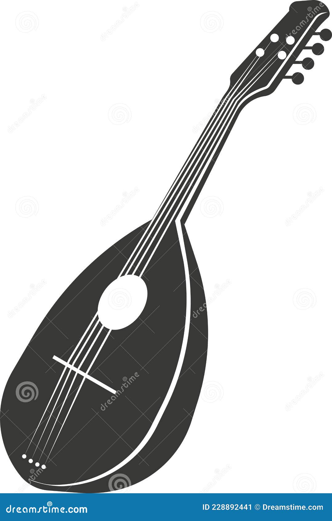 Black Flat Silhouette of a Mandolin. a Vector Image. Stock Vector ...