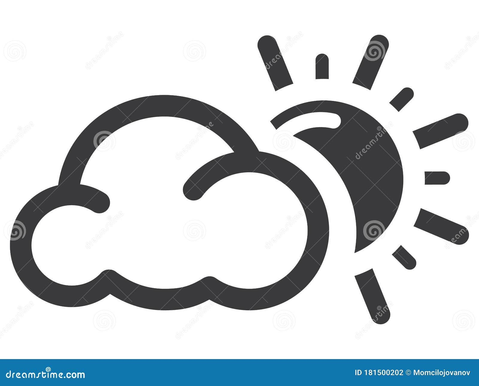 Cloud with Sun Weather Icon Stock Vector - Illustration of icon, rain ...