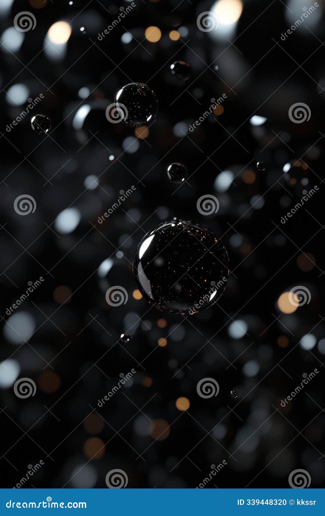 Black Floating Bubbles, Close-up Image Of Black Bubbles Floating In A ...