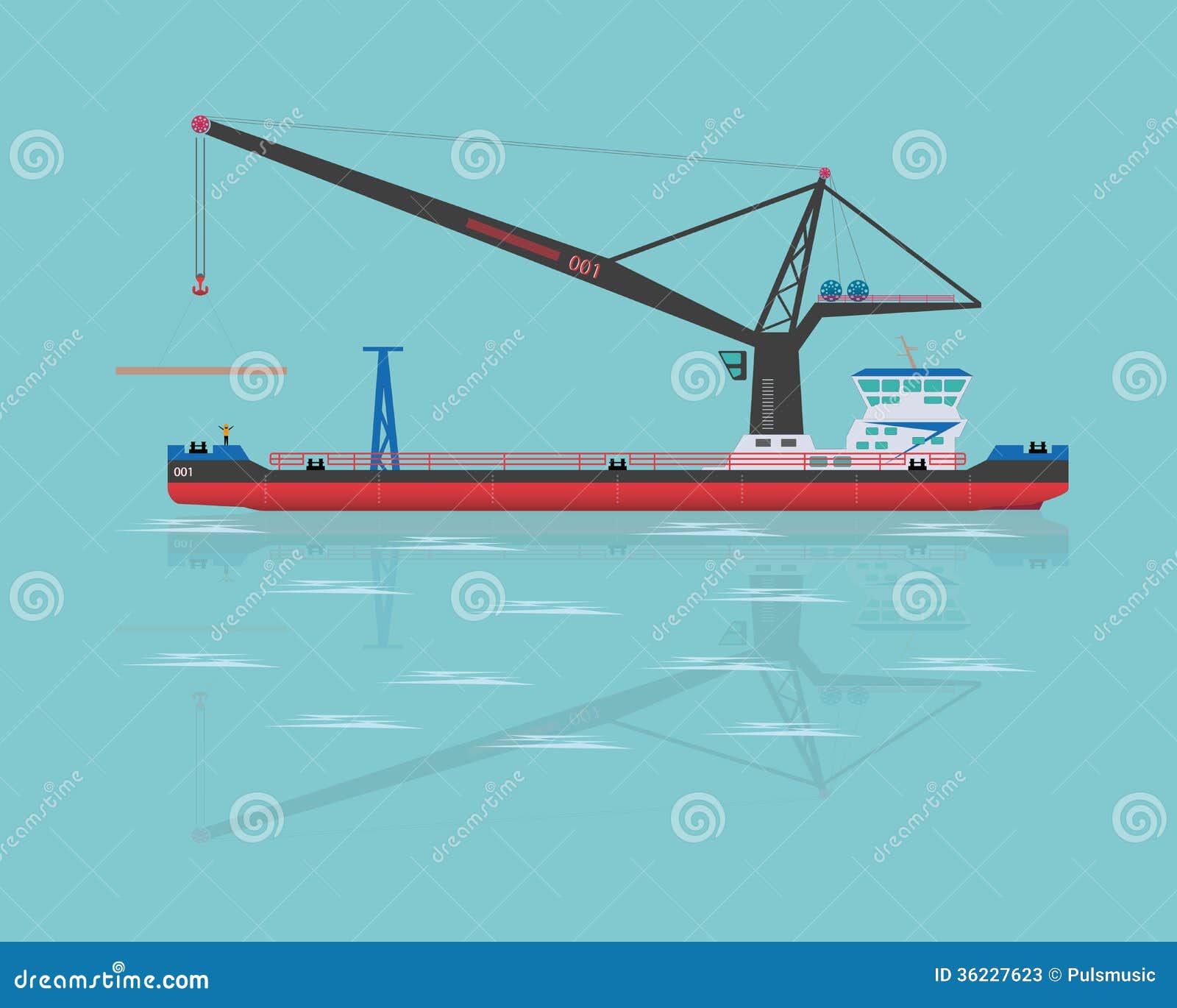 Floating Crane Mounting Cabin Of The Ship Cartoon Vector ...