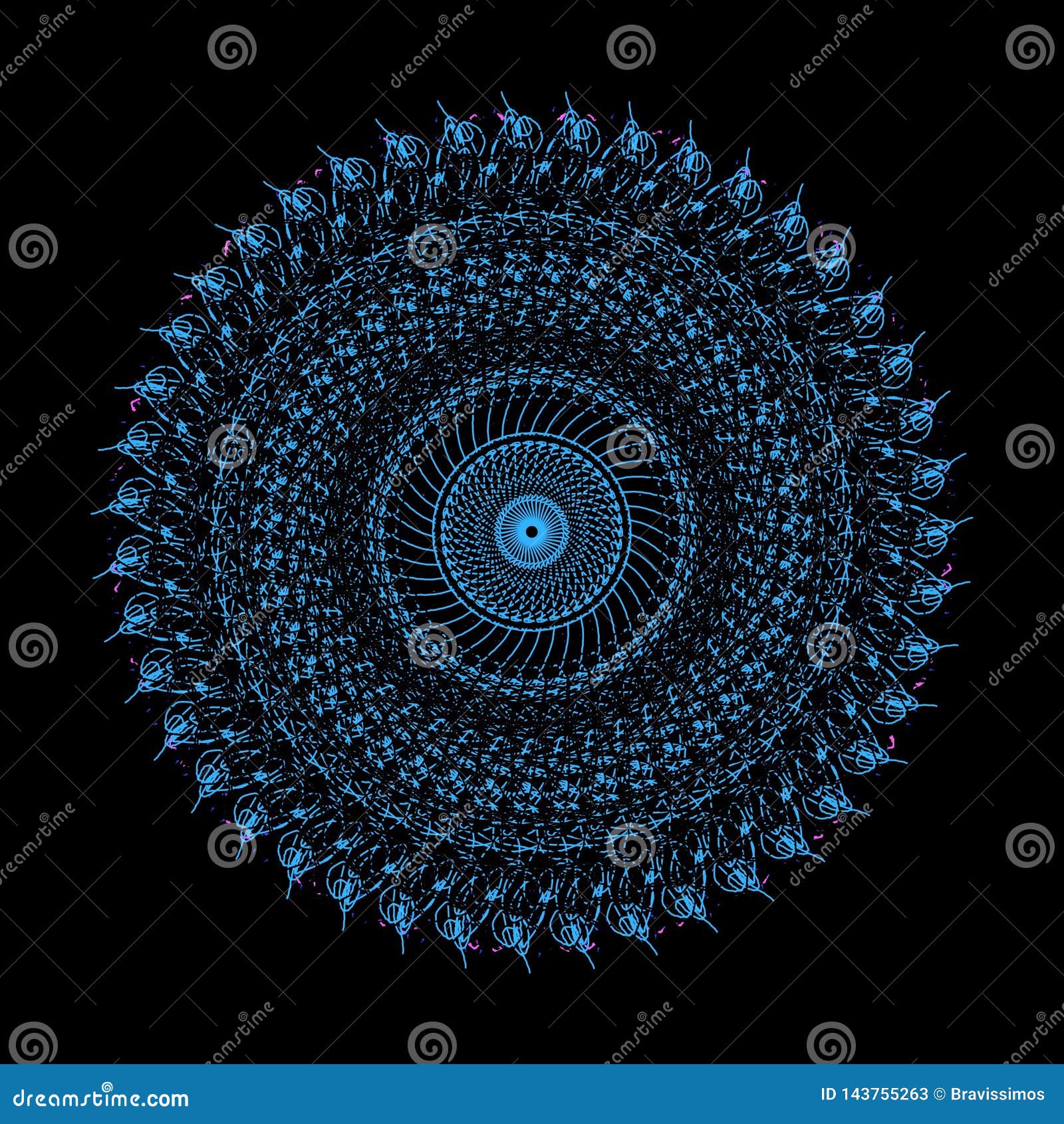 Black Floral Darkness Pattern Kaleidoscope. Motif Texture Stock Image ...