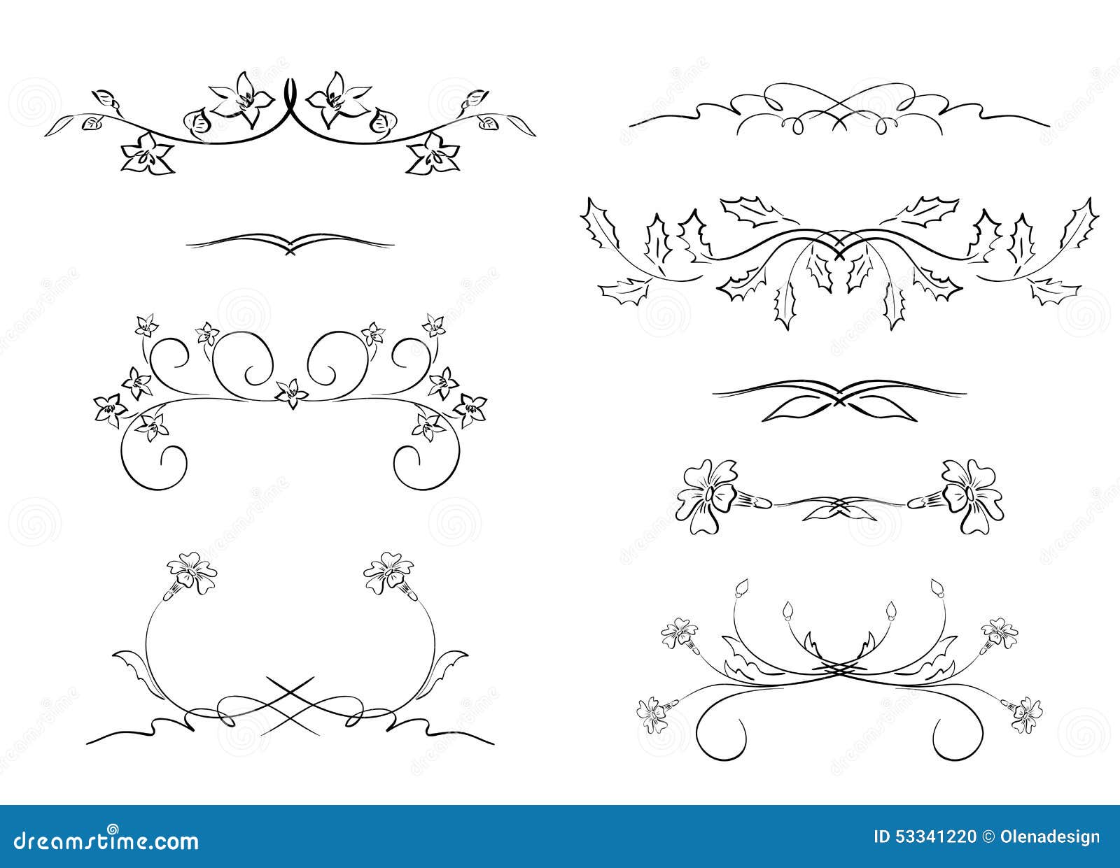 Black Floral Dividers - Set - Vector Stock Vector - Illustration of ...