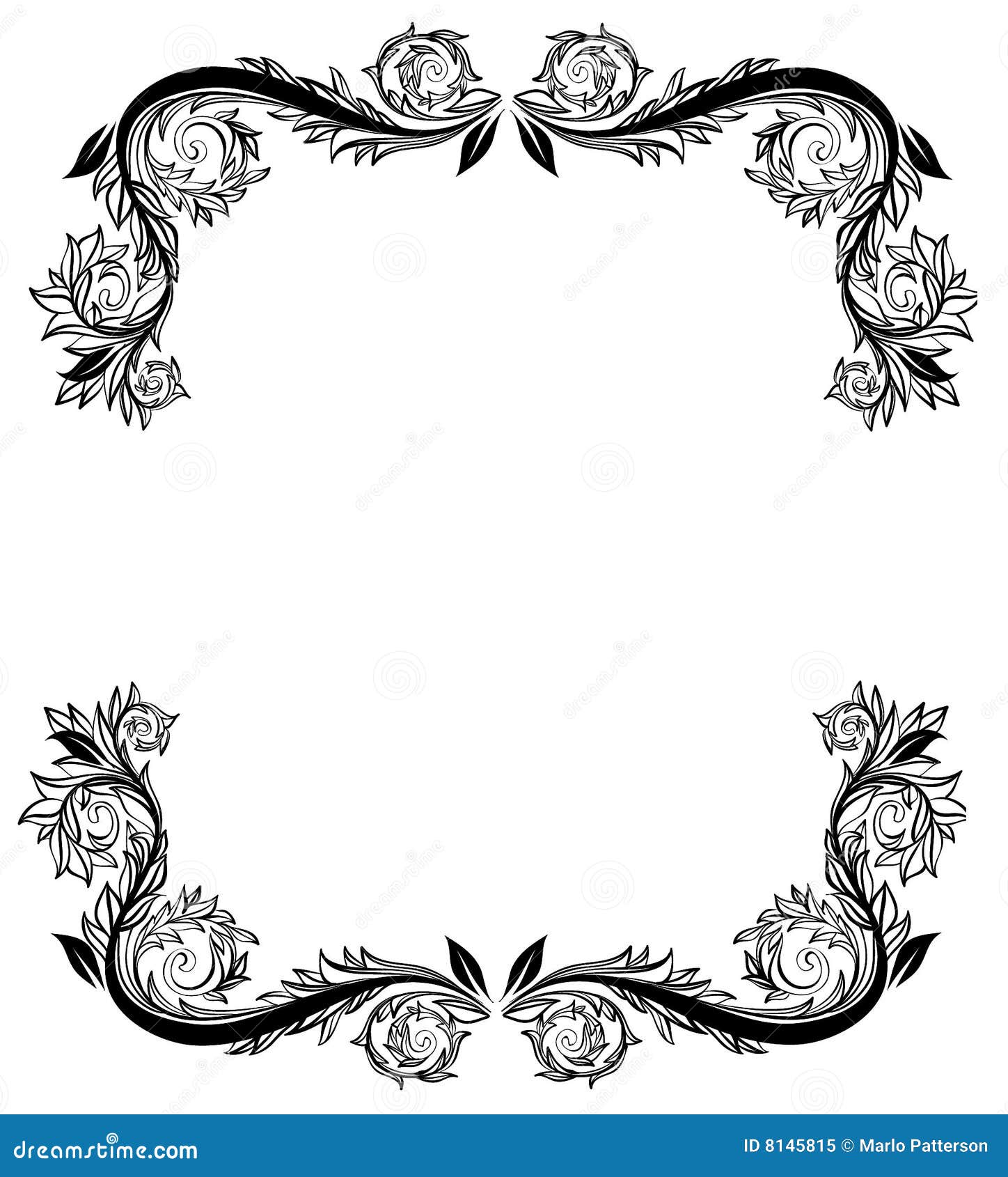 Black Floral Frame stock illustration. Illustration of black - 8145815