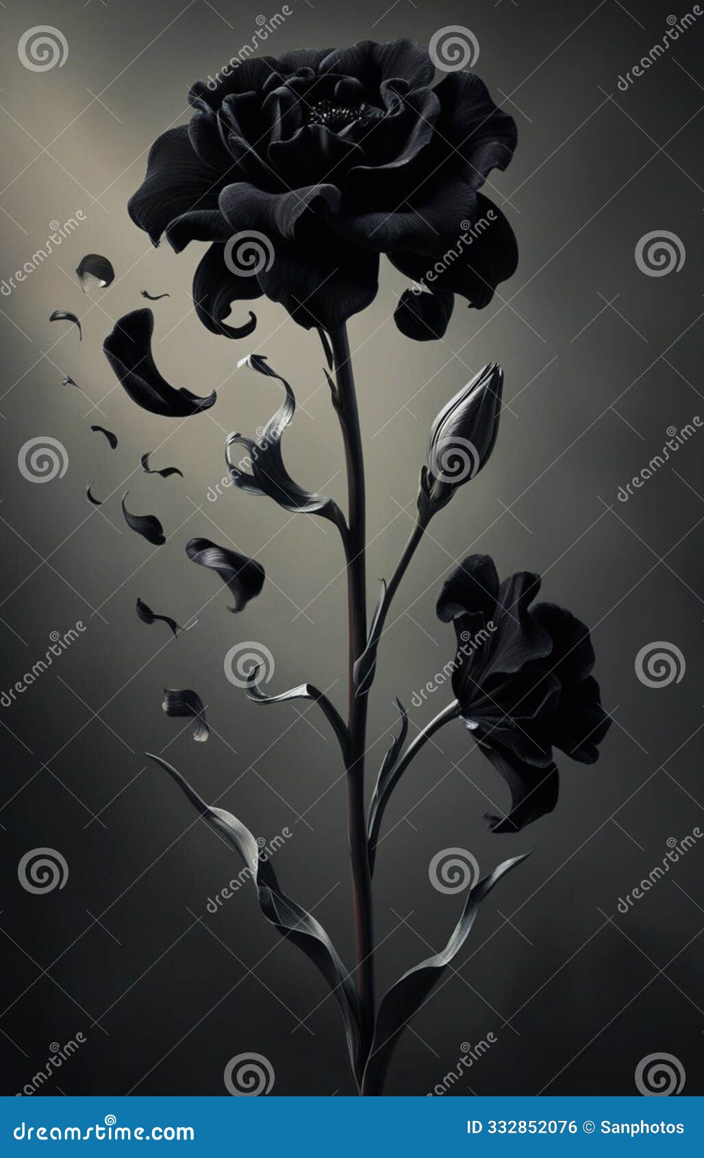 Whispers of the Night - Three Black Roses Stock Illustration ...