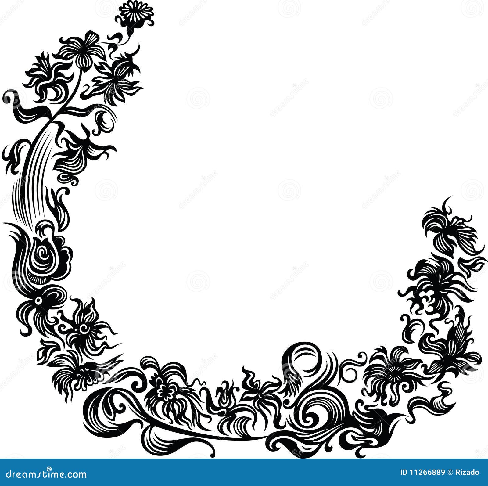 Black flower frame stock vector. Illustration of curve - 11266889