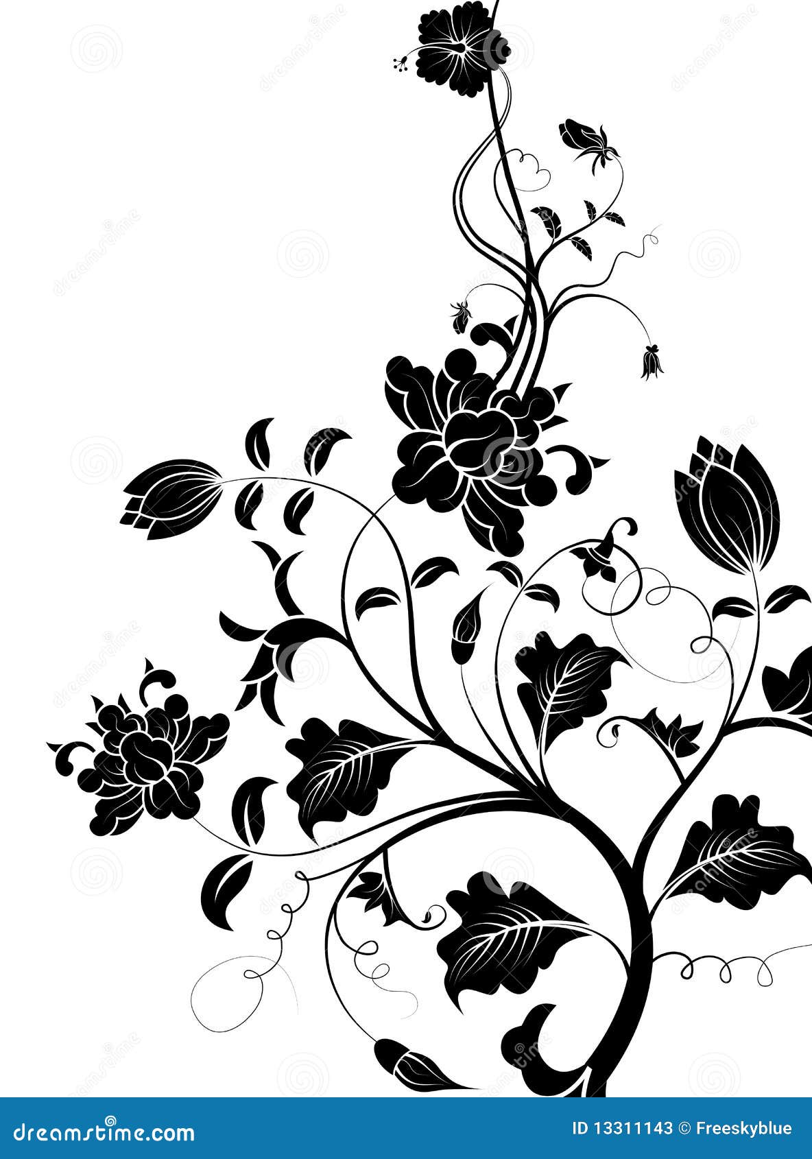 Black flower pattern stock illustration. Illustration of bloom - 13311143