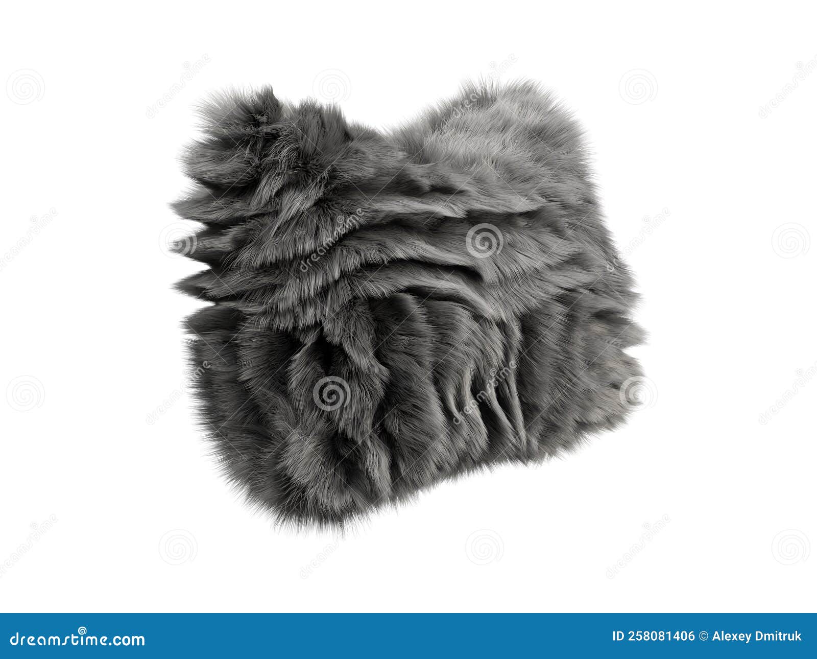 Black Fluffy Rectangular Eco Fur Accent Pillow. 3d Render Stock Illustration - Illustration of ...