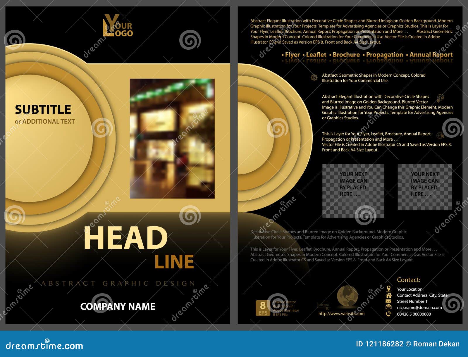 Black Flyer Template with Golden Design Elements Stock Vector ...