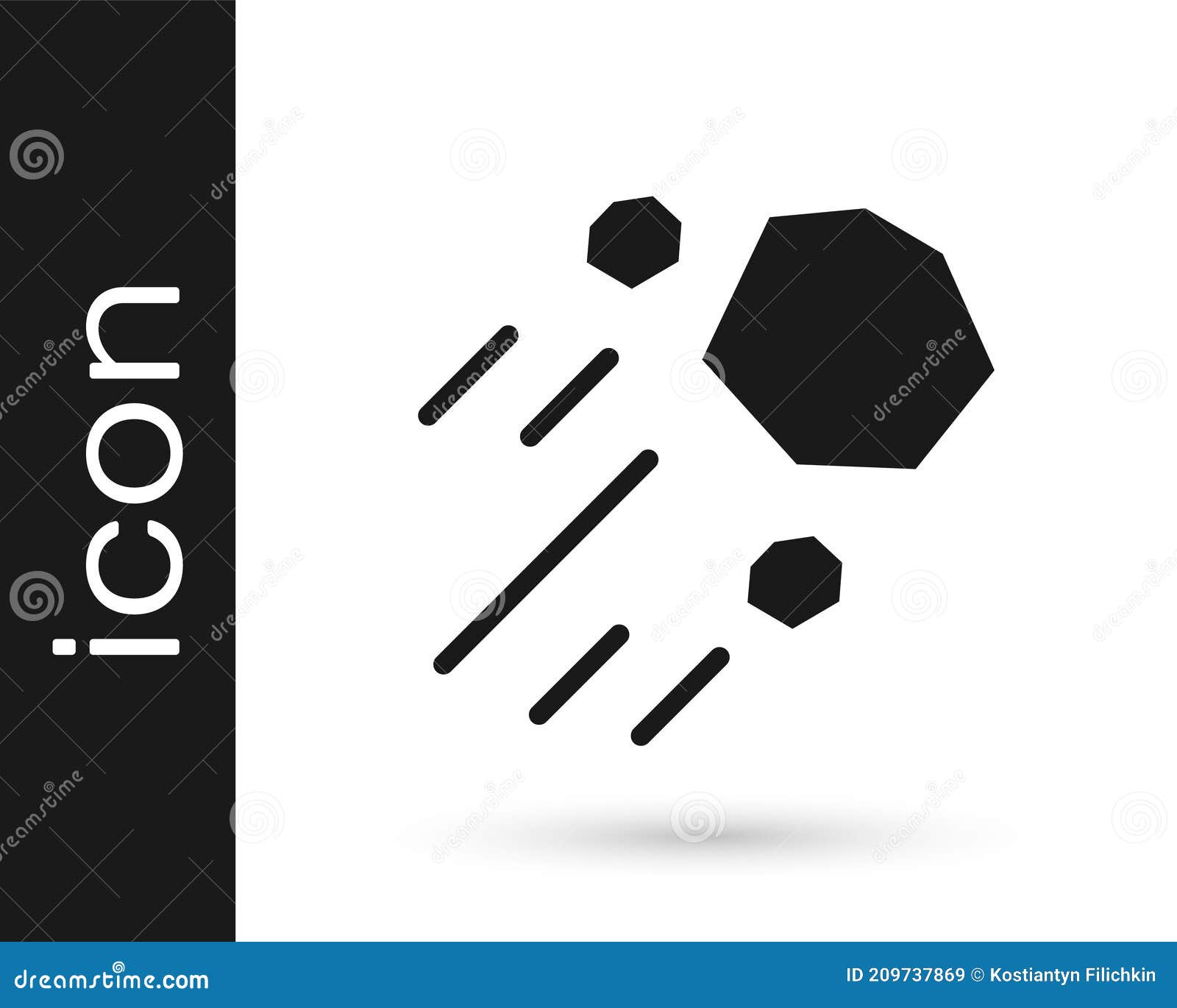 Black Flying Stone Icon Isolated on White Background. Vector Stock ...