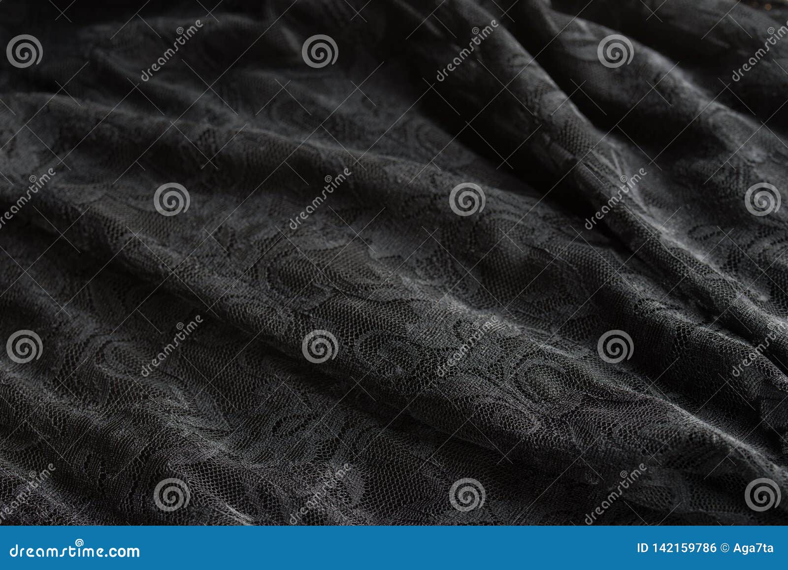 Black Folded Lace Textile Background Texture Stock Photo - Image of ...