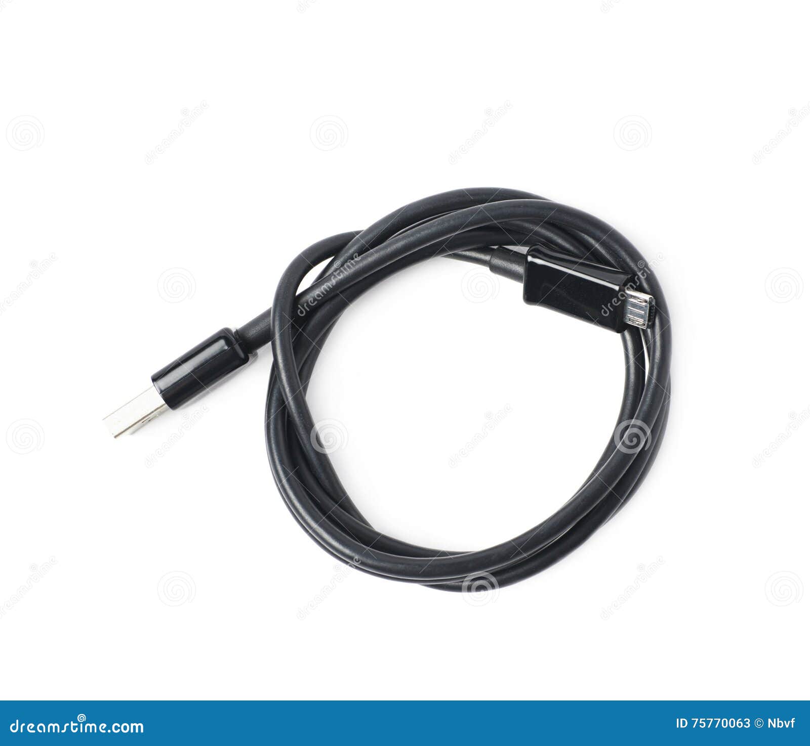 Black Folded USB Cable Isolated Stock Image - Image of business, port ...