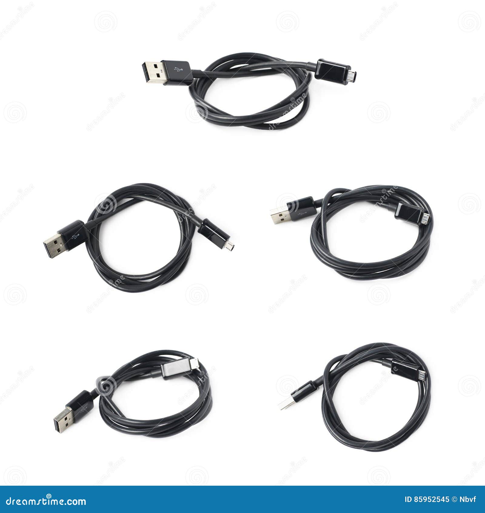 Black Folded USB Cable Isolated Stock Image - Image of digitally ...