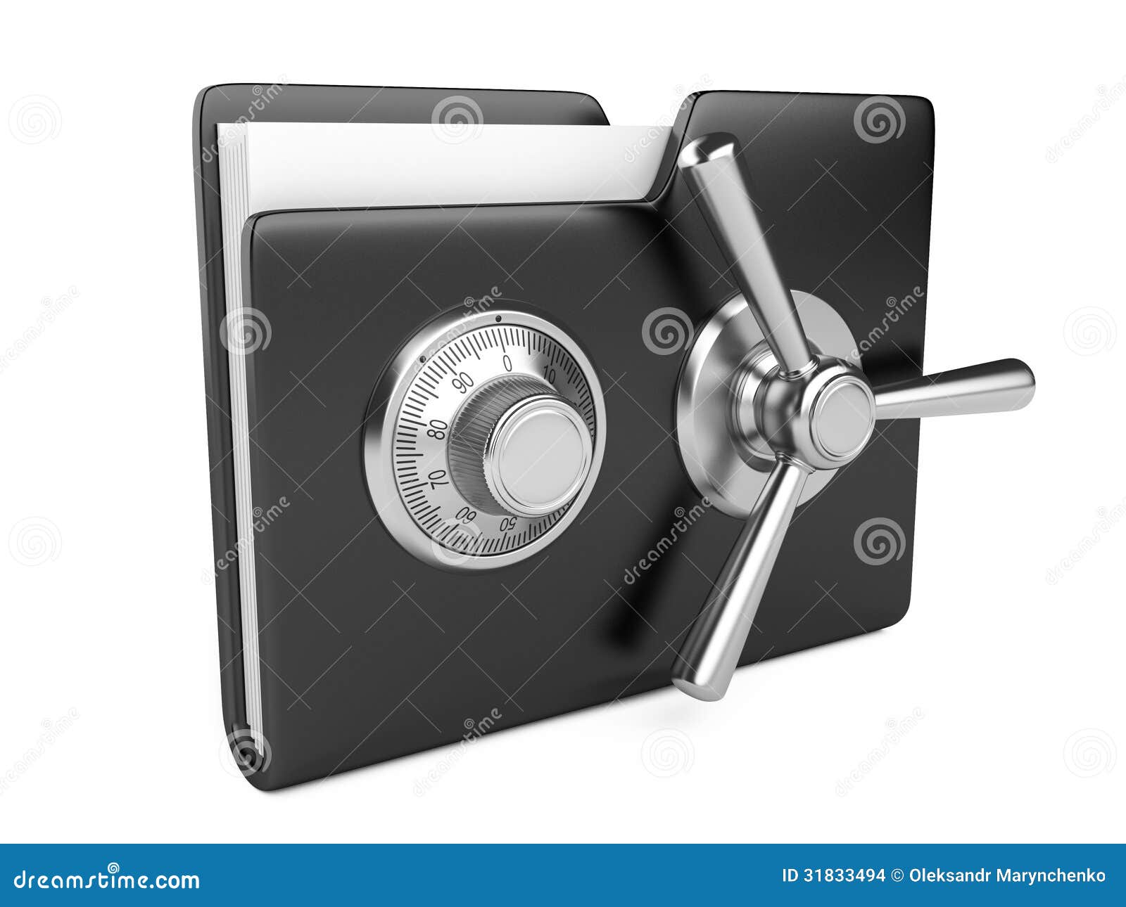Black Folder and Combination Lock Stock Illustration - Illustration of ...
