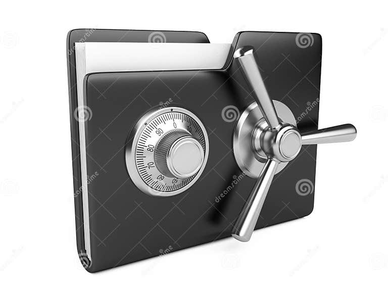 Black Folder and Combination Lock Stock Illustration - Illustration of ...