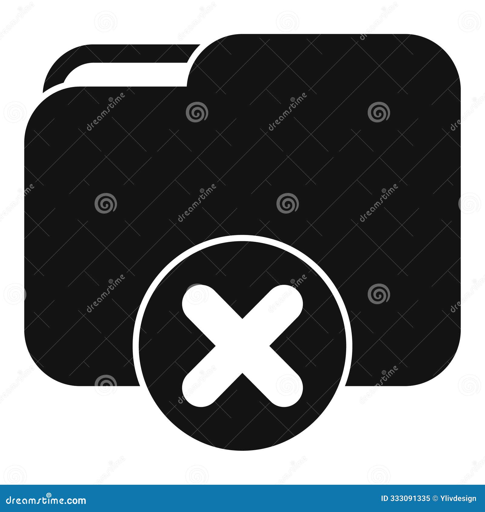 Black Folder Icon with Delete Cross Mark Showing Data Loss Stock ...