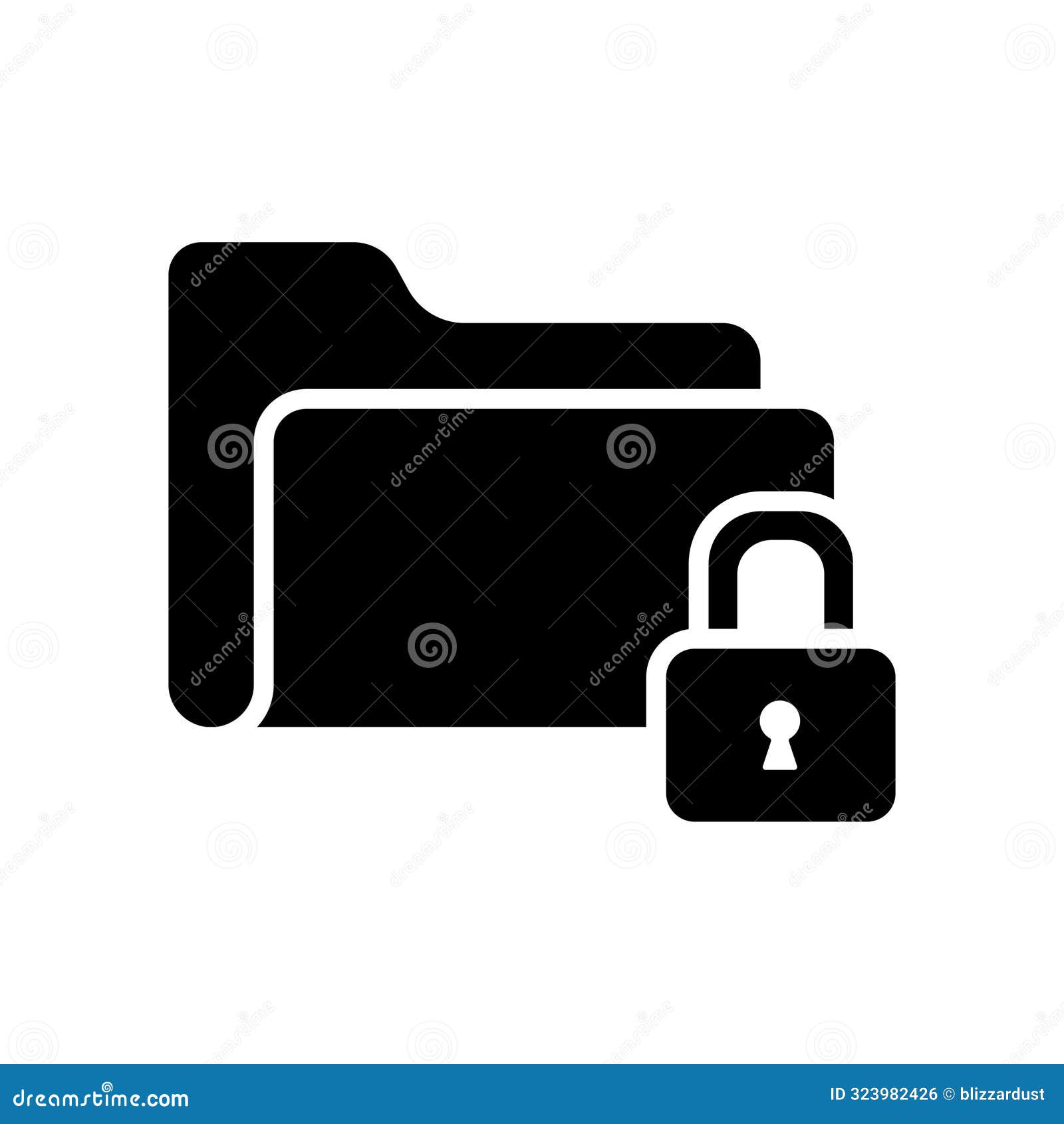 A Black Folder Icon with a Locked Padlock Symbol Stock Illustration ...