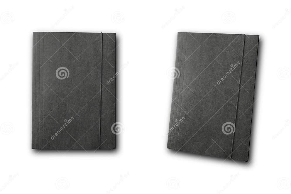 A4 Black Folder with Rubber Band To Keep Documents.top and Side View ...