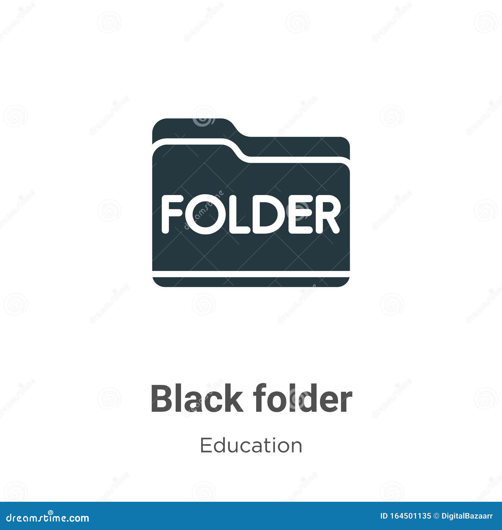 Black Folder Vector Icon on White Background. Flat Vector Black Folder ...