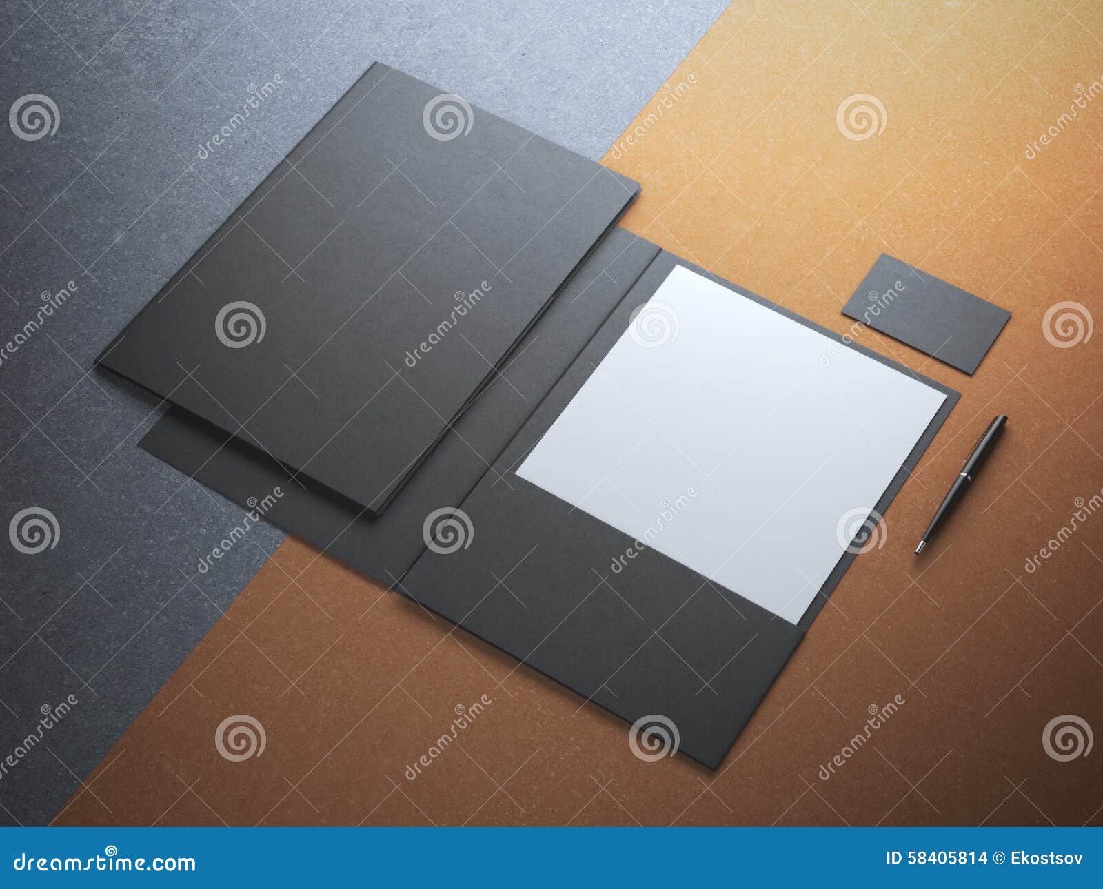 Black Folder with White Paper Sheet Stock Photo - Image of card, paper ...