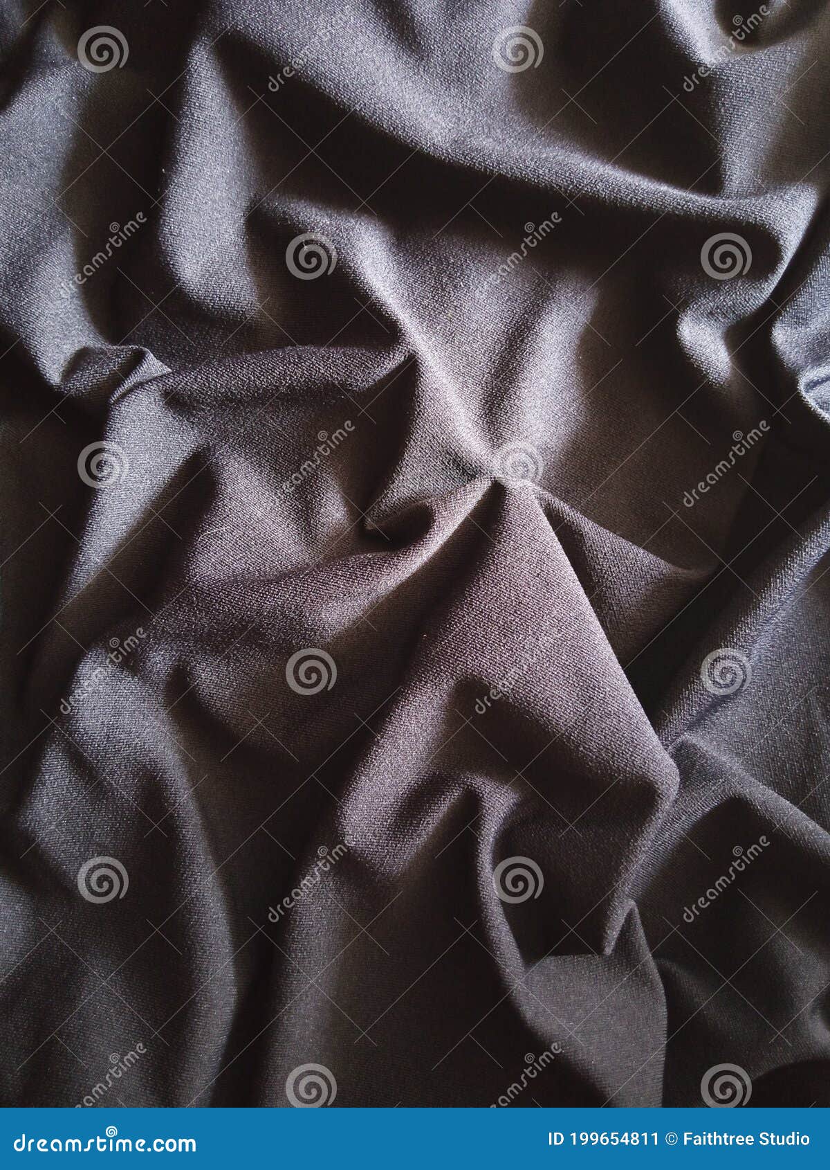 Black Folding Texture Fabric Cotton with Dramatic Shadow Shading Stock ...