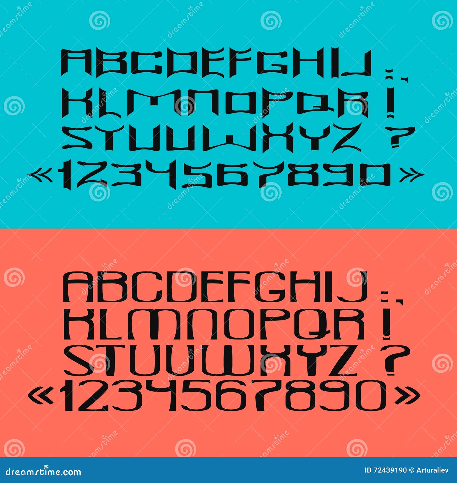 Black Font, Numbers and Punctuation Marks Stock Vector - Illustration ...