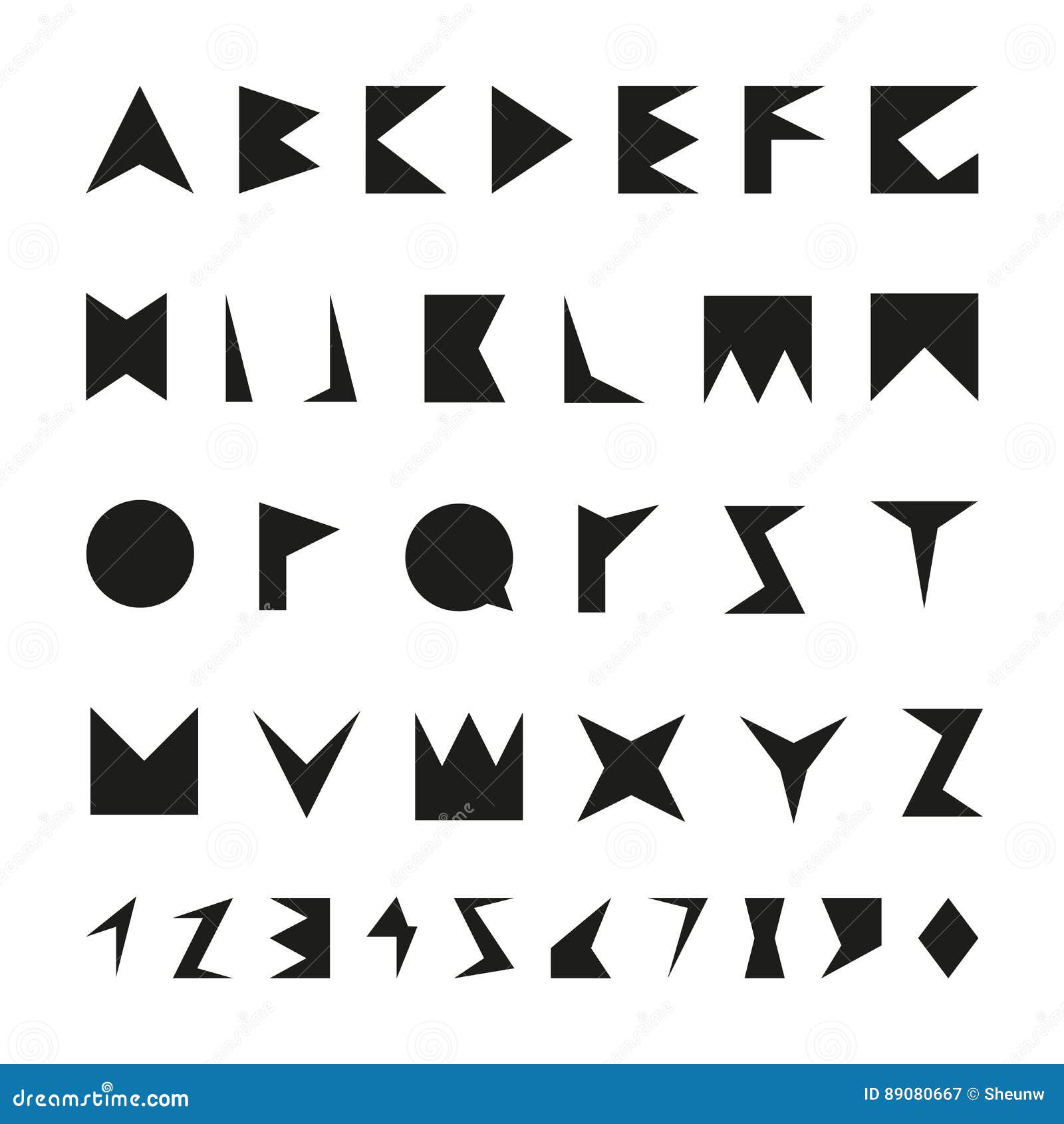 Black font with numbers. stock vector. Illustration of alphabet - 89080667