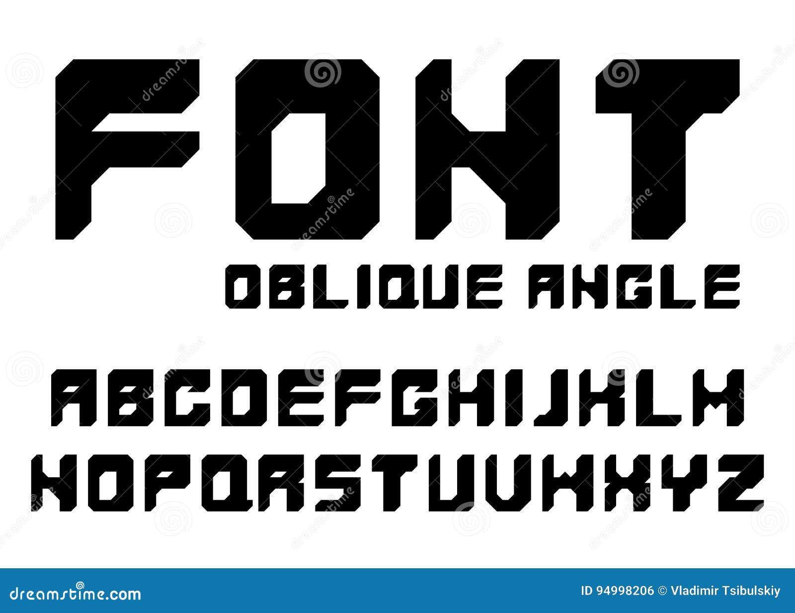 Black Font with Oblique Angles. English Alphabet Isolated on White ...