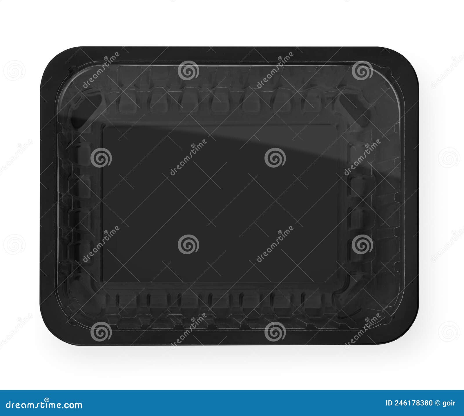 Black food tray packaging stock photo. Image of meat - 246178380